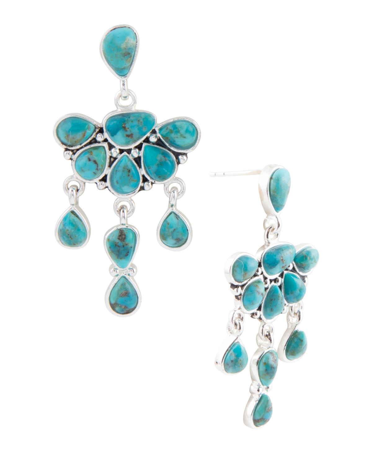 Click here for Barse Durango Blue Turquoise Silver Chandelier Ear... prices