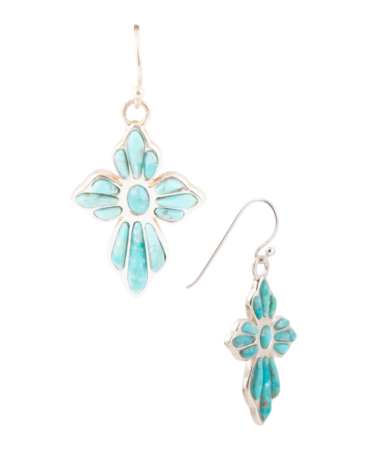 Click here for Barse Blue Turquoise Cross Silver Drop Earrings -... prices