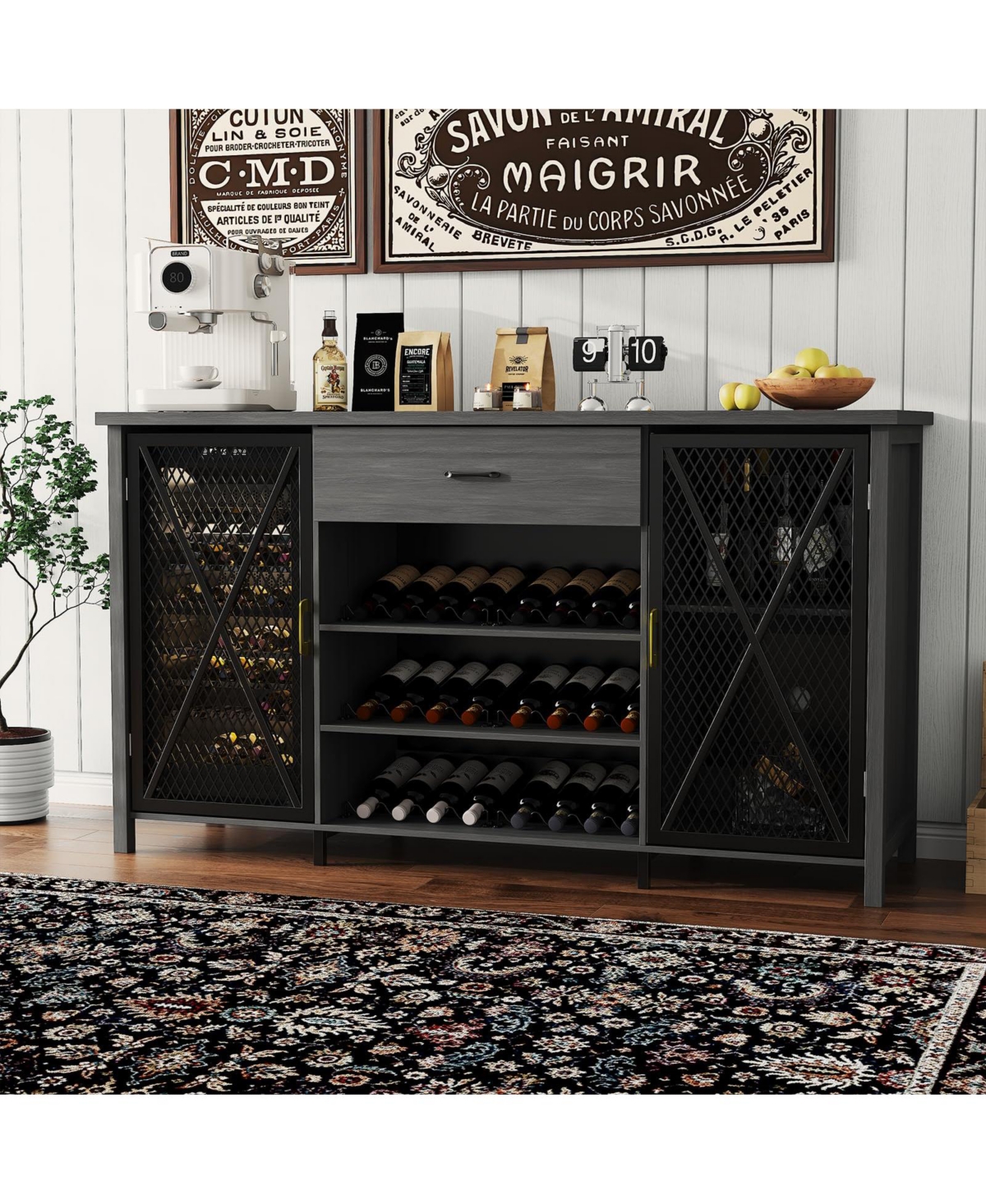 Click here for homfan 71 Farmhouse Coffee Bar Cabinet with Mini F... prices