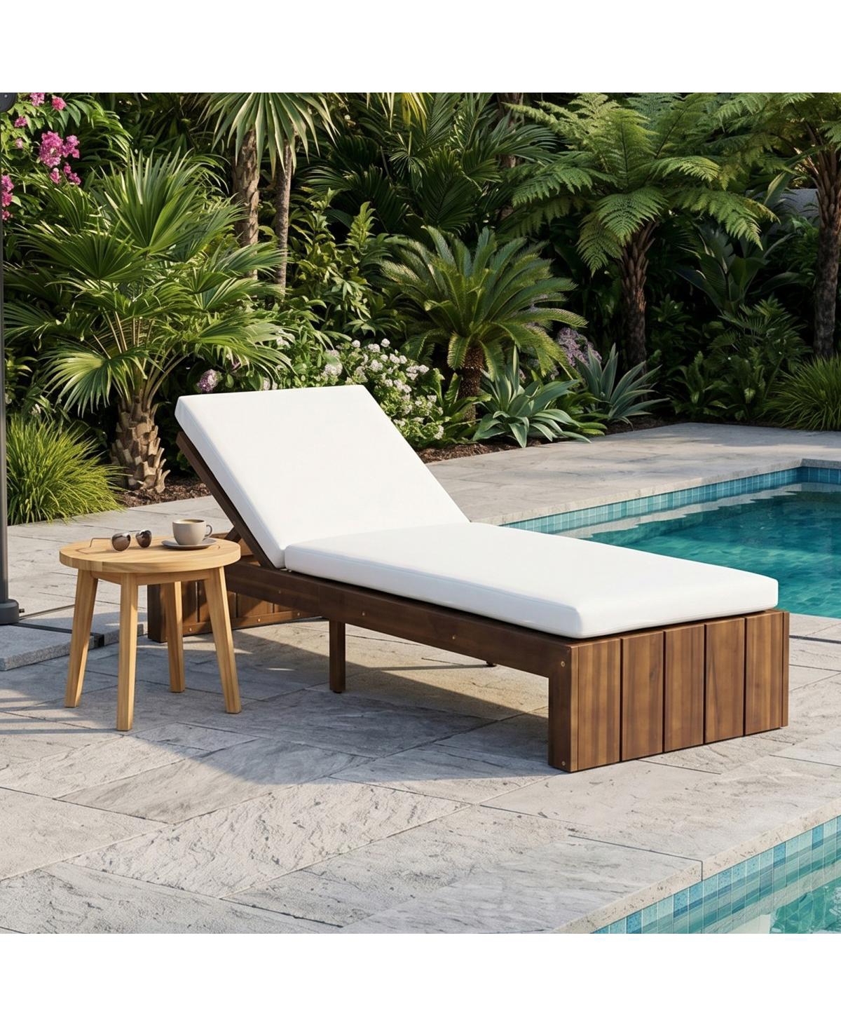 Click here for Asagikoiai Adjustable Outdoor Acacia Wood Chaise L... prices