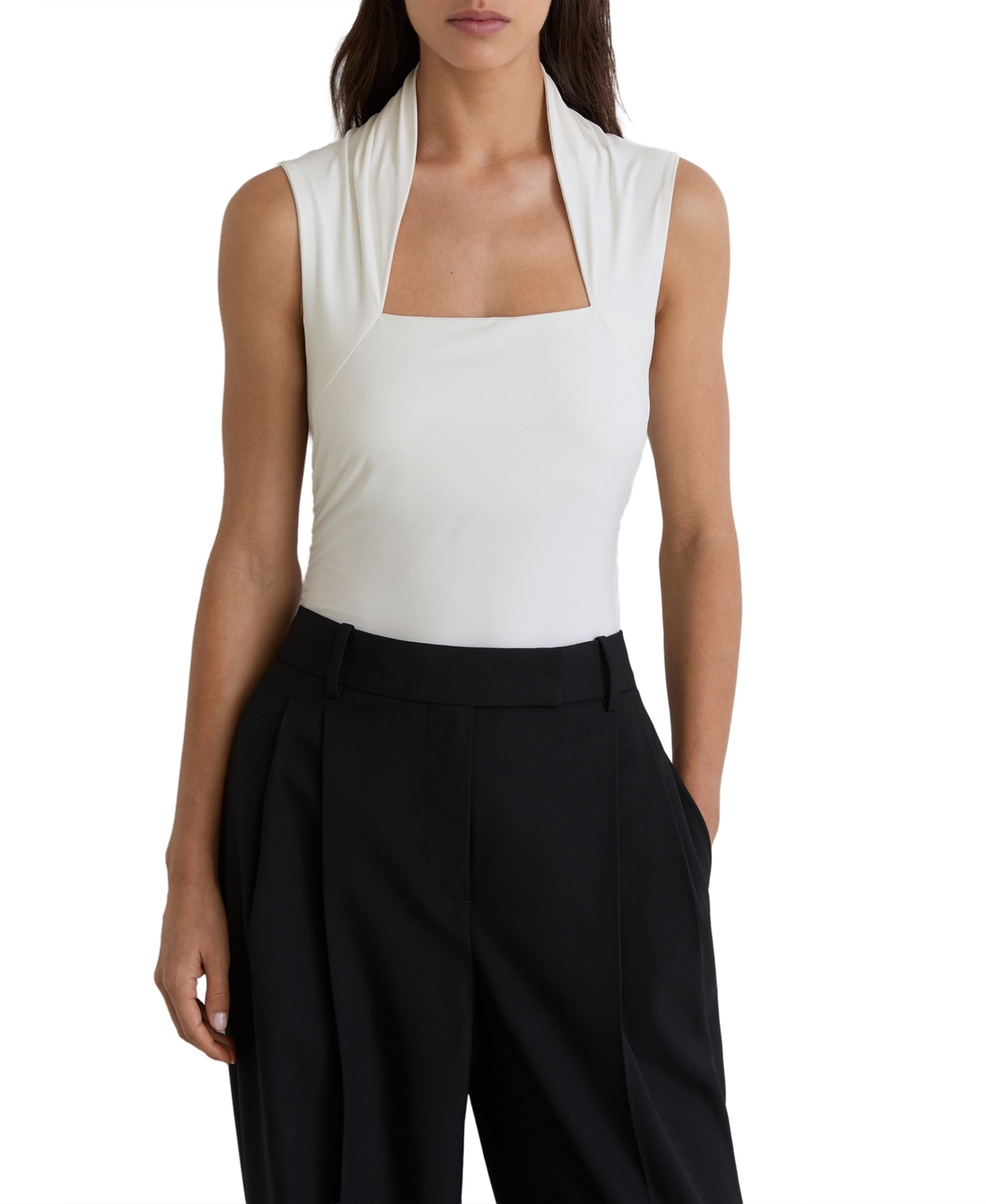Click here for Reiss Womens Square-Neck Ruched Sleeveless Top - W... prices