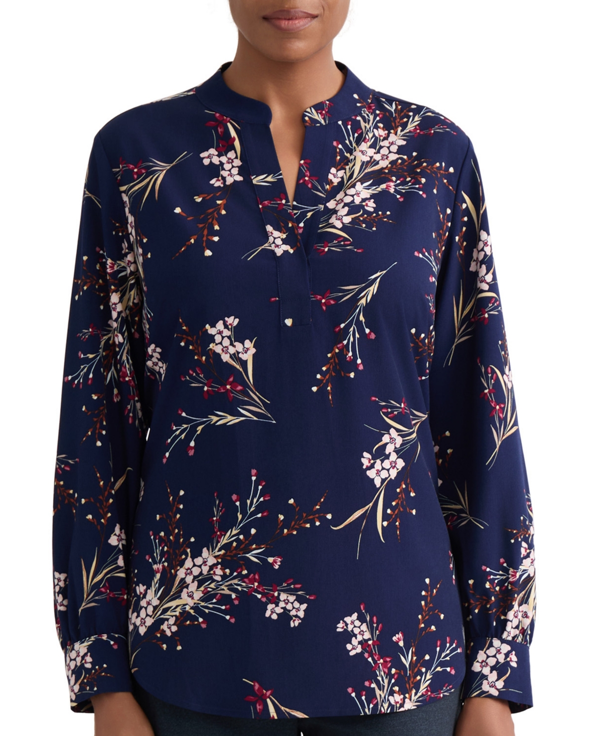 Click here for Jones New York Plus Size Half Placket Popover Flor... prices