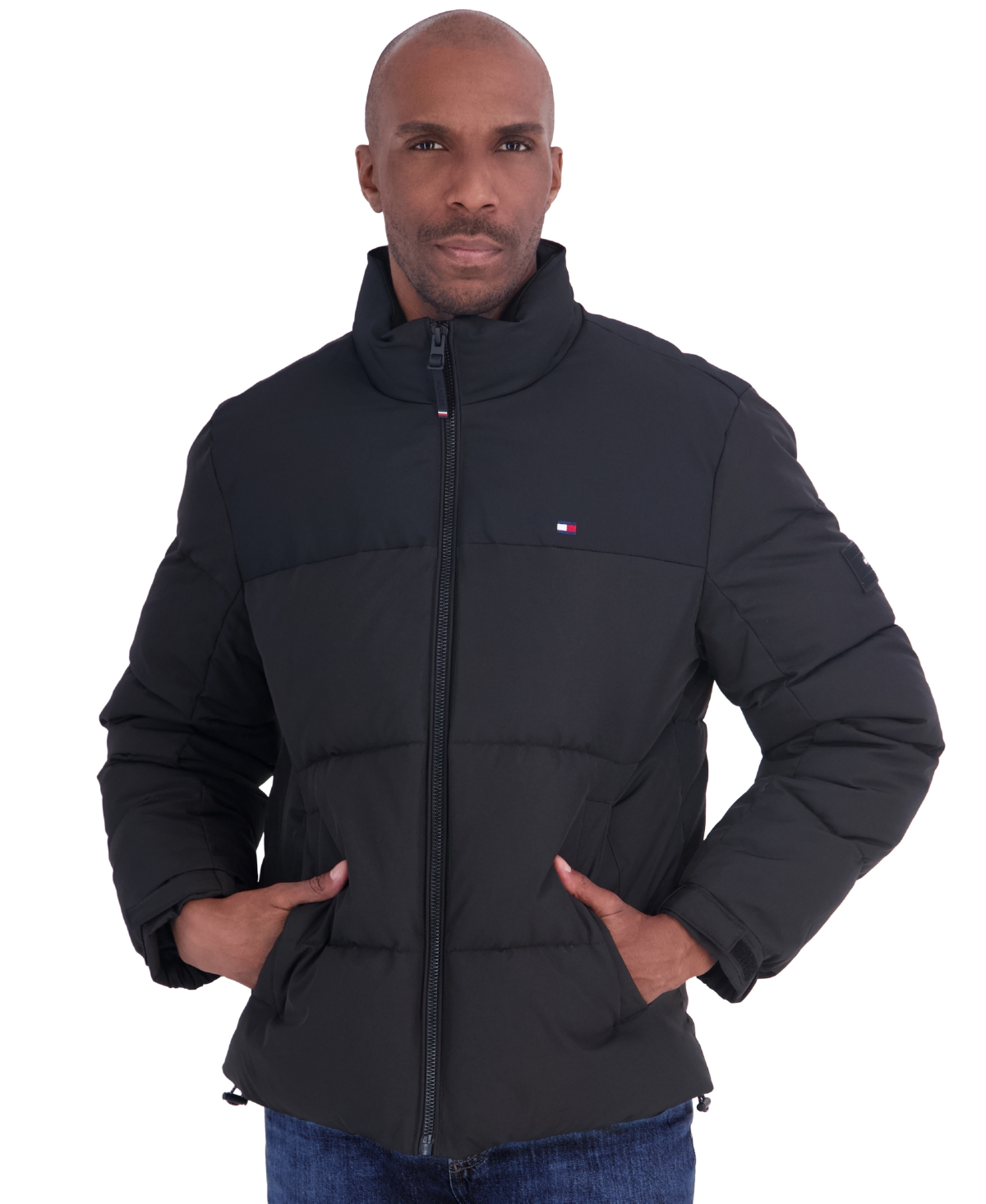 Click here for Tommy Hilfiger Mens Unhood Mix Media Puffer Jacket... prices