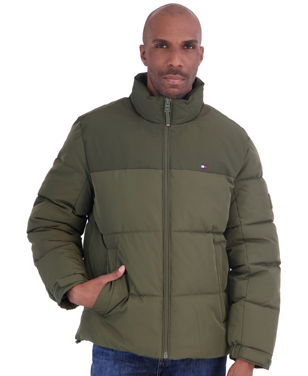 Click here for Tommy Hilfiger Mens Unhood Mix Media Puffer Jacket... prices