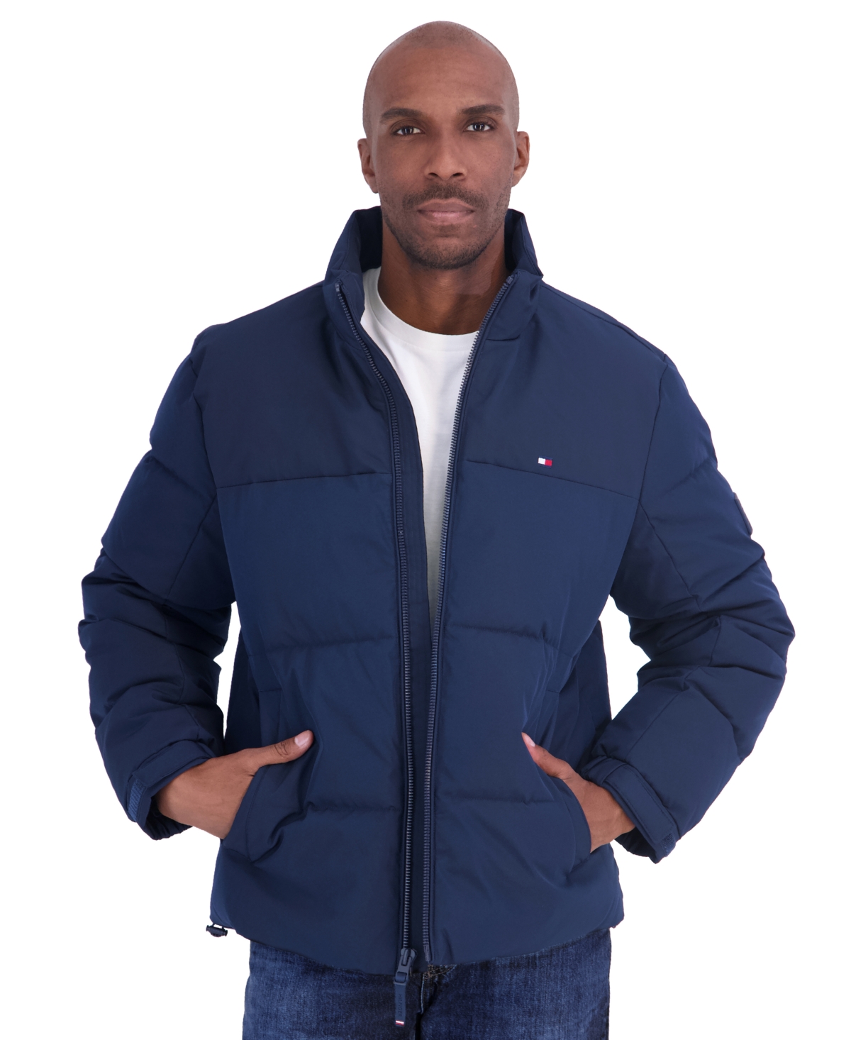 Click here for Tommy Hilfiger Mens Unhood Mix Media Puffer Jacket... prices