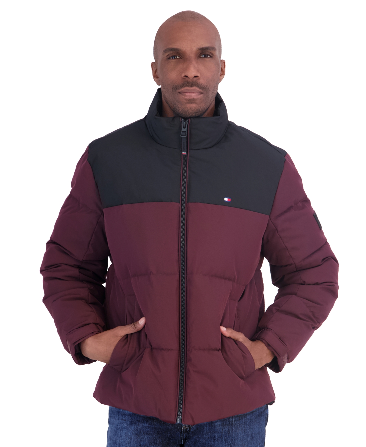 Click here for Tommy Hilfiger Mens Unhood Mix Media Puffer Jacket... prices