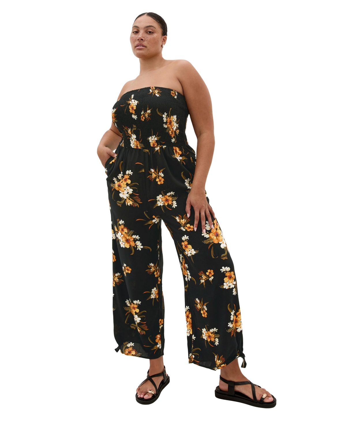 Click here for City Chic Plus Size Aruba Print Strapless Wide-Leg... prices