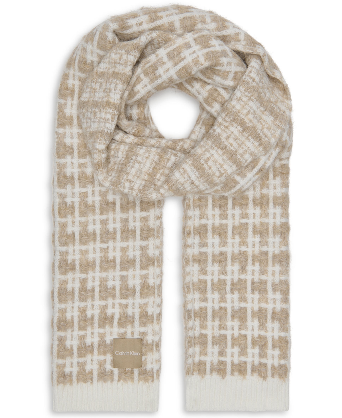 Click here for Calvin Klein Womens Grid Knit Everyday Scarf - Cre... prices