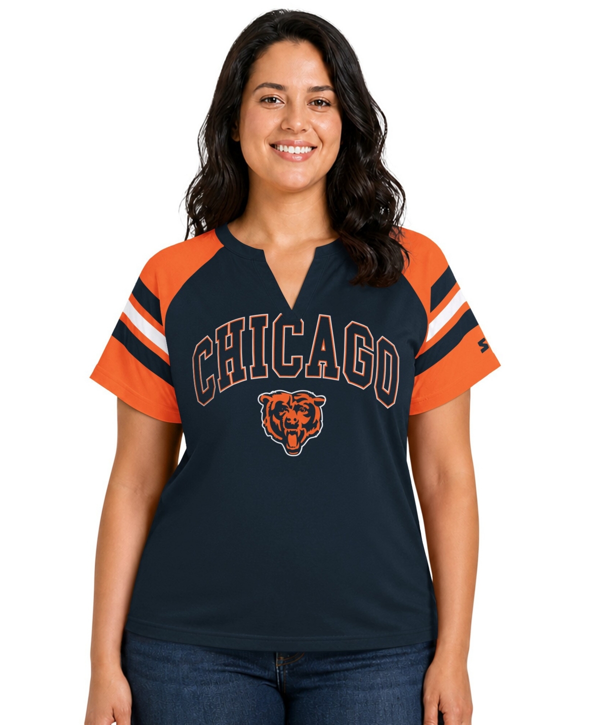 Click here for Starter Plus Size Chicago Bears Game On Notch Neck... prices