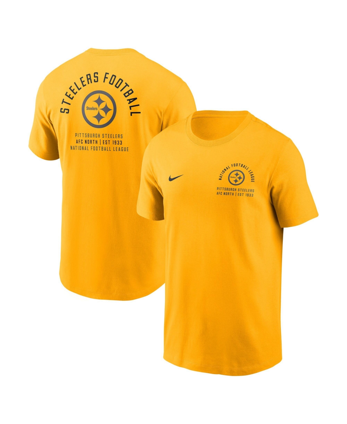 Click here for Nike Mens Gold Pittsburgh Steelers Split Logo T-Sh... prices