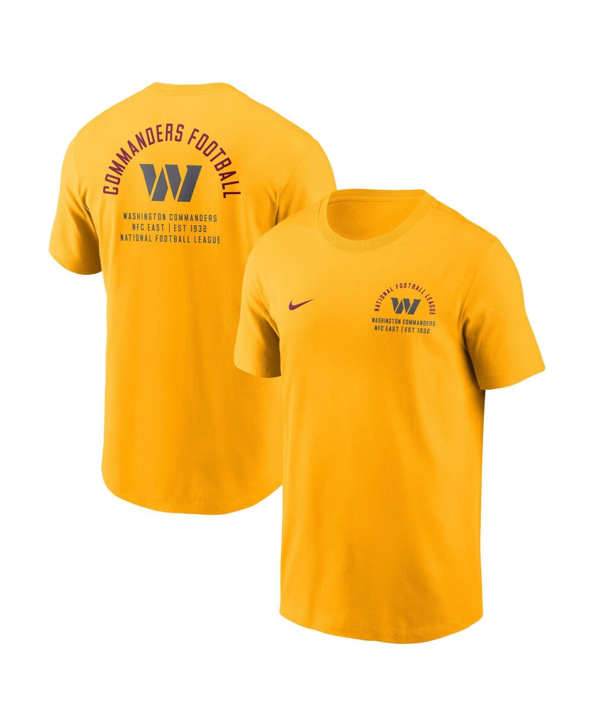 Click here for Nike Mens Gold Washington Commanders Split Logo T-... prices
