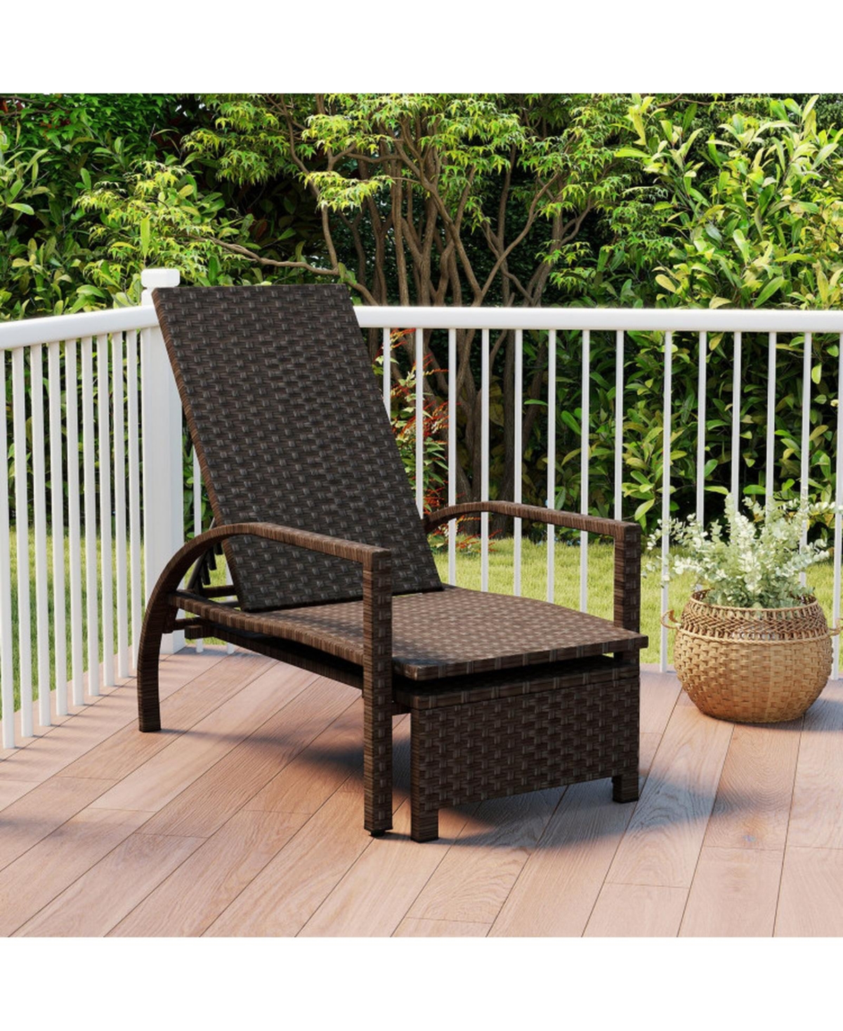 Click here for Gouun Outdoor Pe Rattan Chaise Lounge Chair with 6... prices