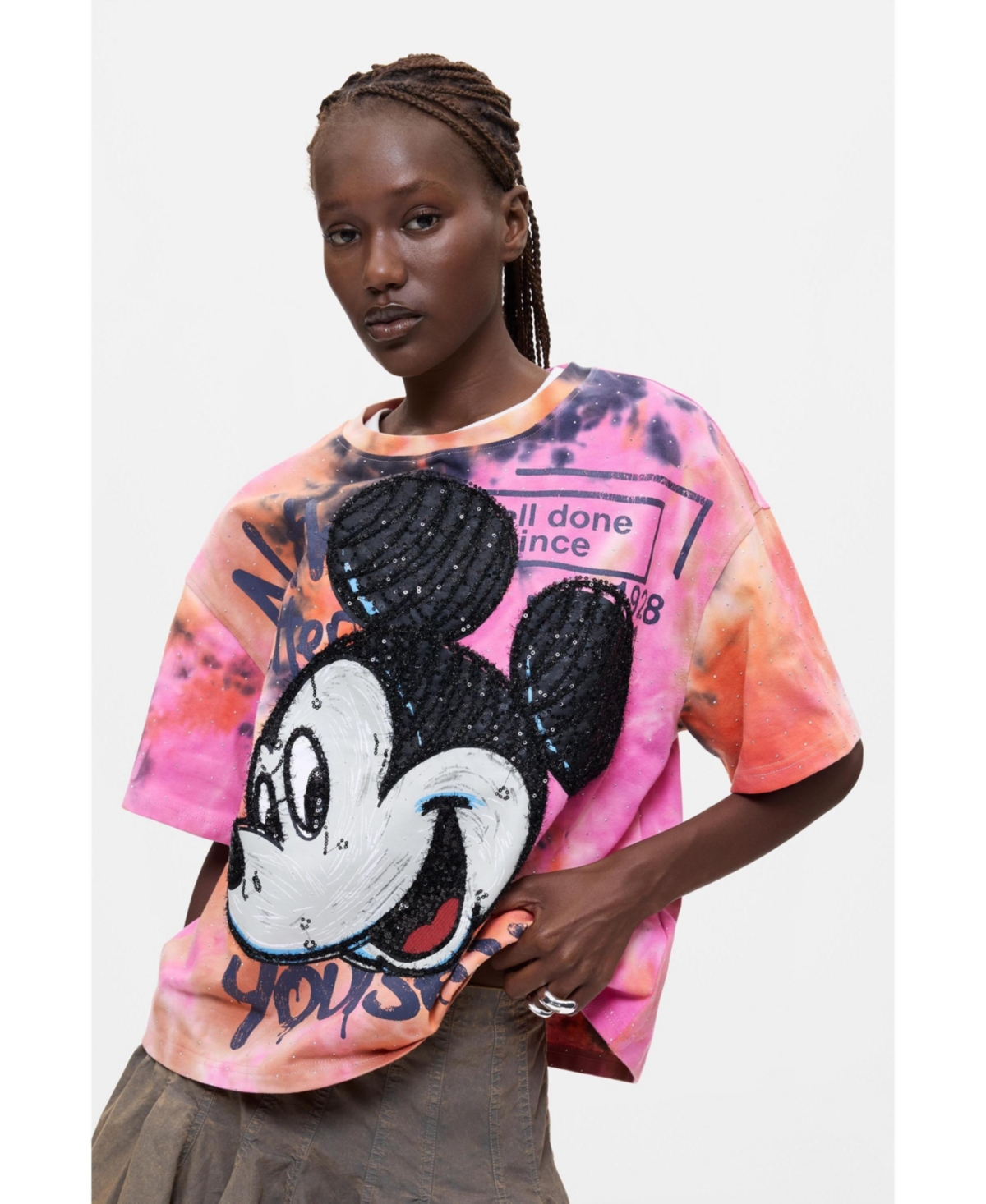 Click here for Desigual Womens Mickey Mouse Oversized Tie-Dye T-S... prices