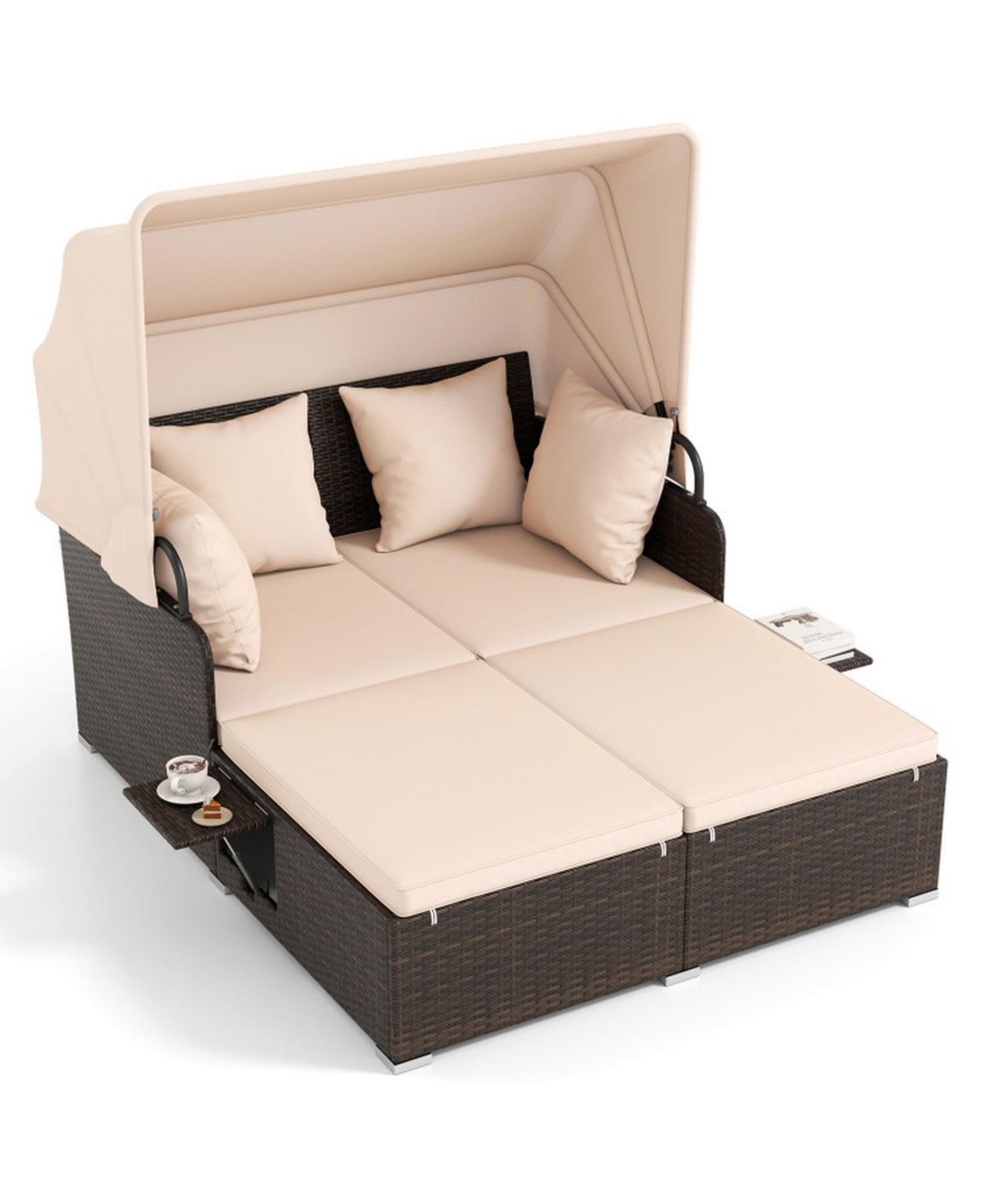 Click here for Gouun Outdoor Rattan Daybed with Retractable Canop... prices