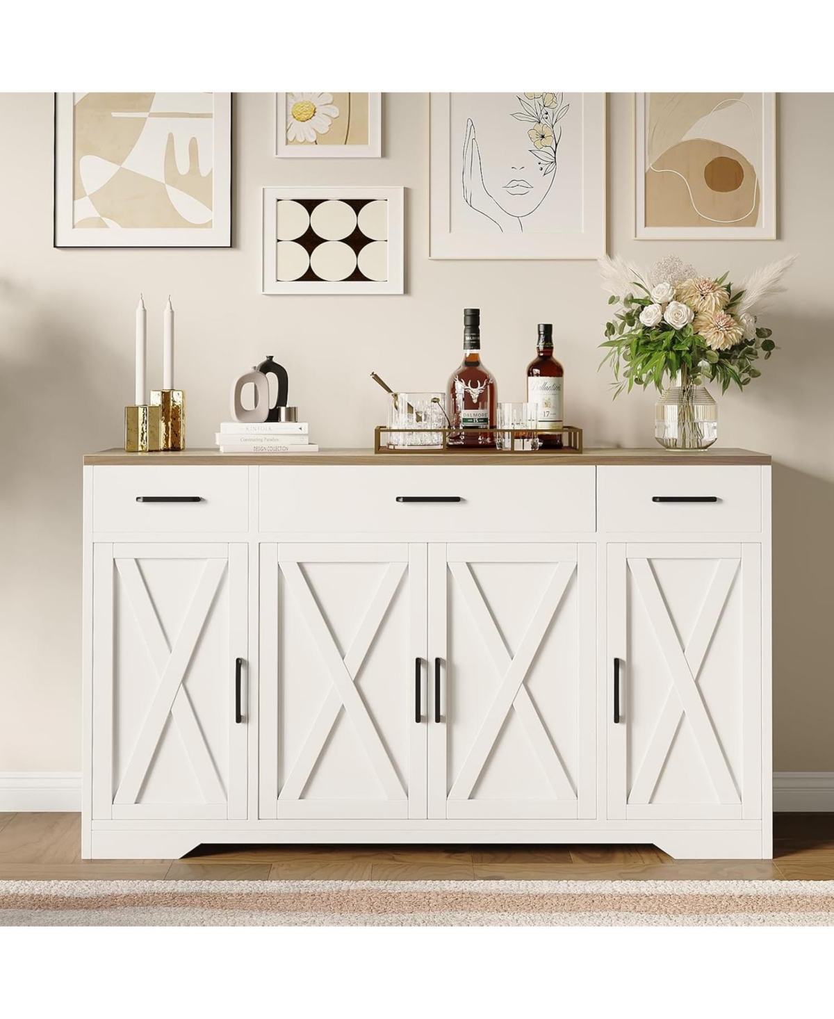 Click here for homfan 55 Farmhouse Sideboard Buffet Cabinet with... prices
