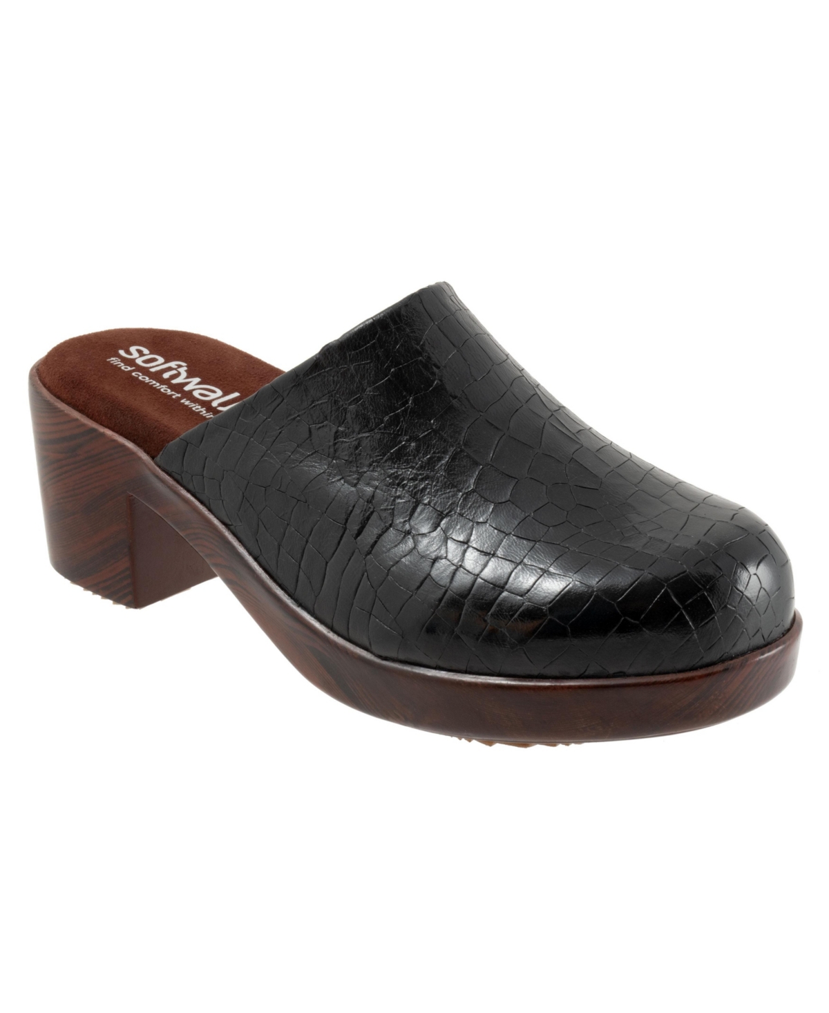 Click here for Softwalk Womens Felida Clog - Black croco prices