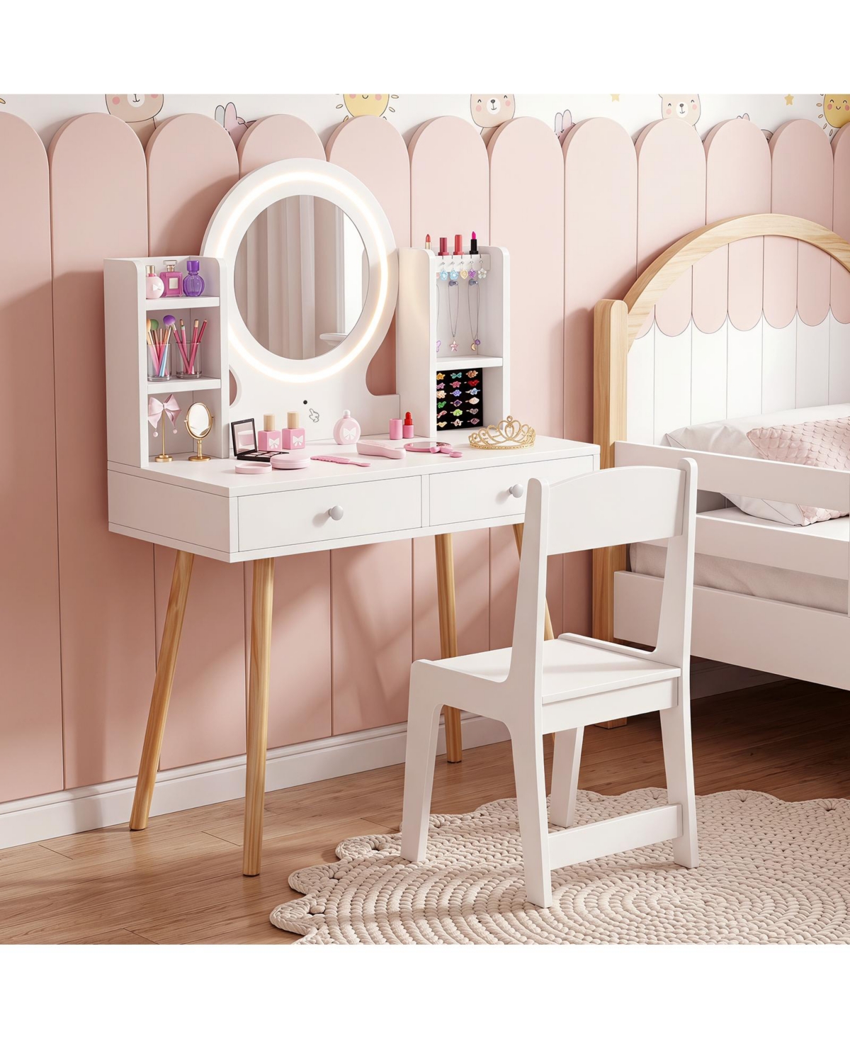 Click here for Costway Kids Vanity Set Princess Vanity Desk Set w... prices