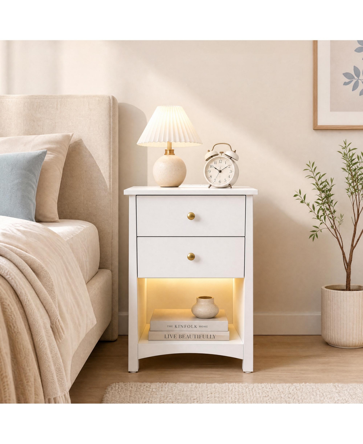 Click here for homfan Nightstand with Power Outlets | Open Storag... prices