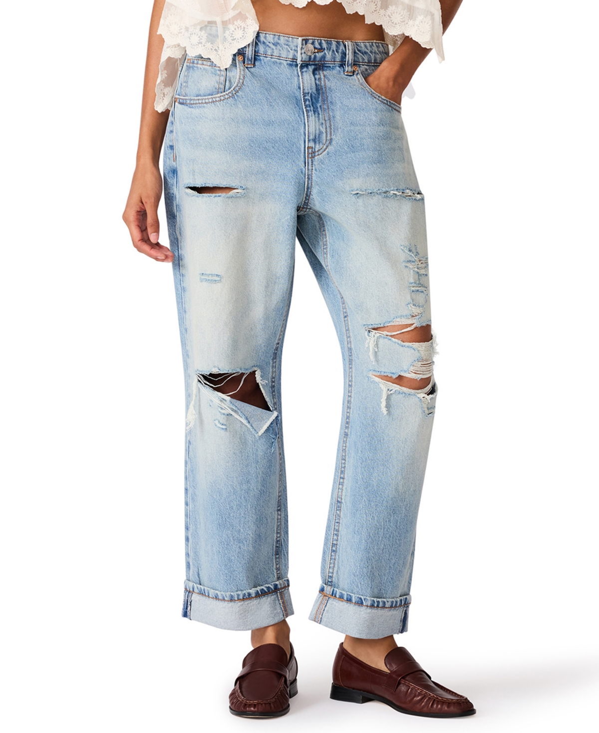 Click here for Steve Madden Womens Low-Rise Boyfriend Jeans - Vin... prices