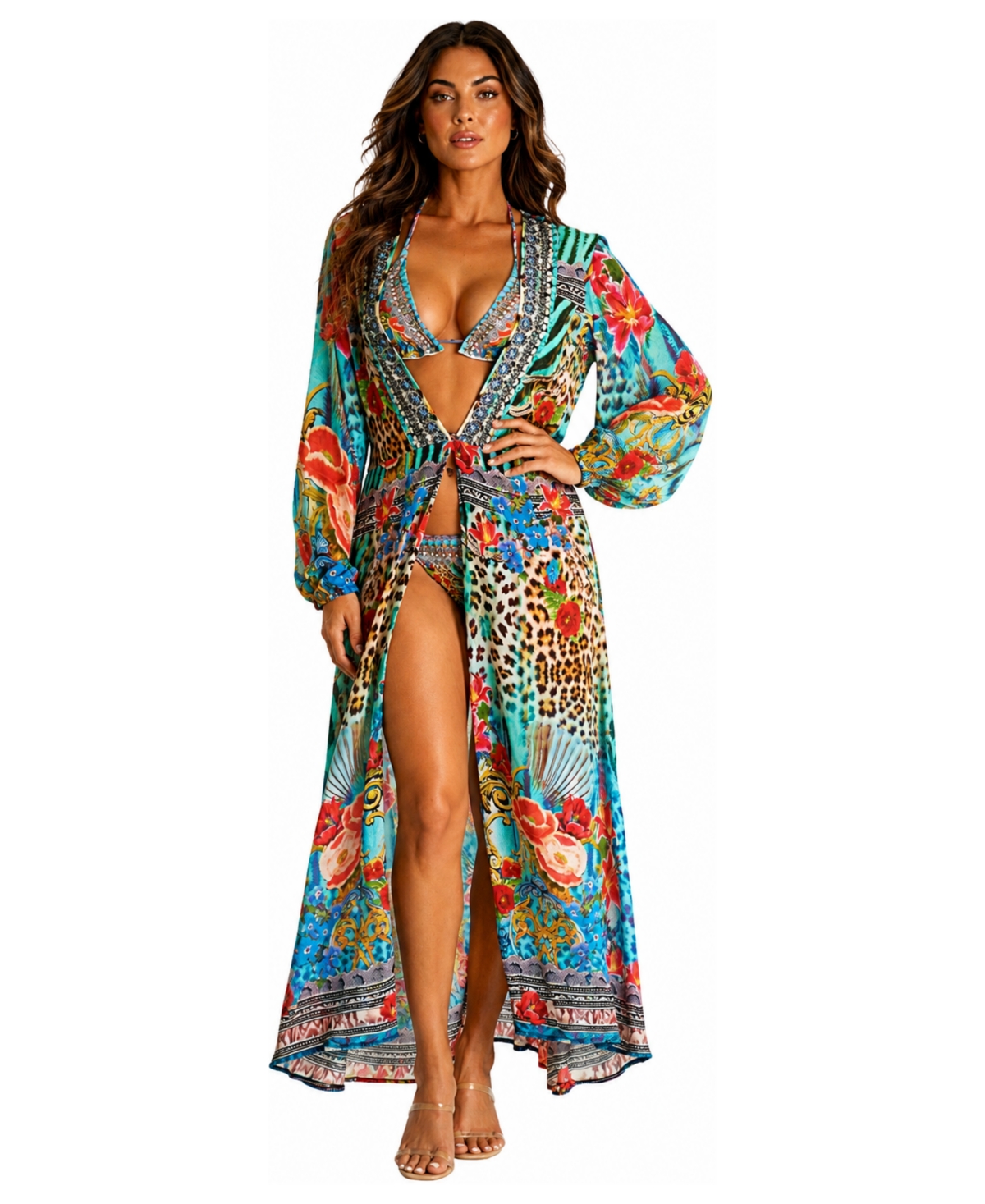 Click here for La Moda Clothing Womens Leopard-and-Floral-Print L... prices