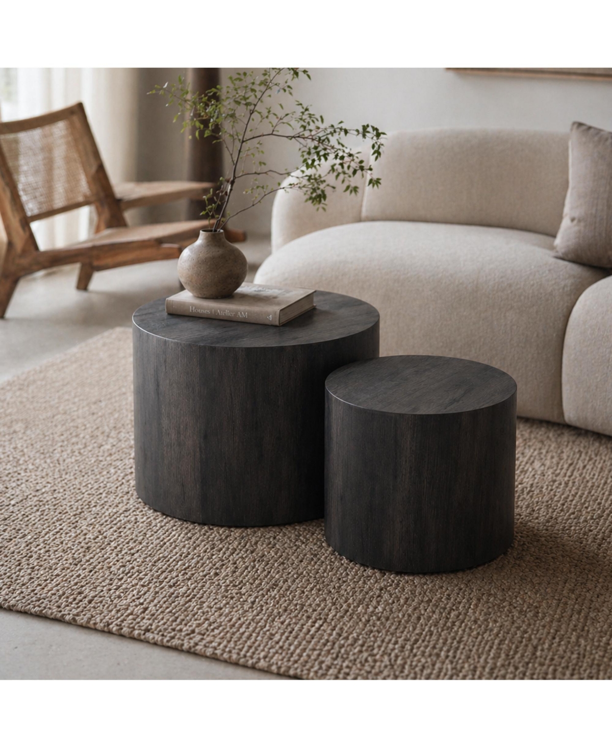 Click here for Flynama Set of 2 Nesting Round Coffee Tables Mdf M... prices