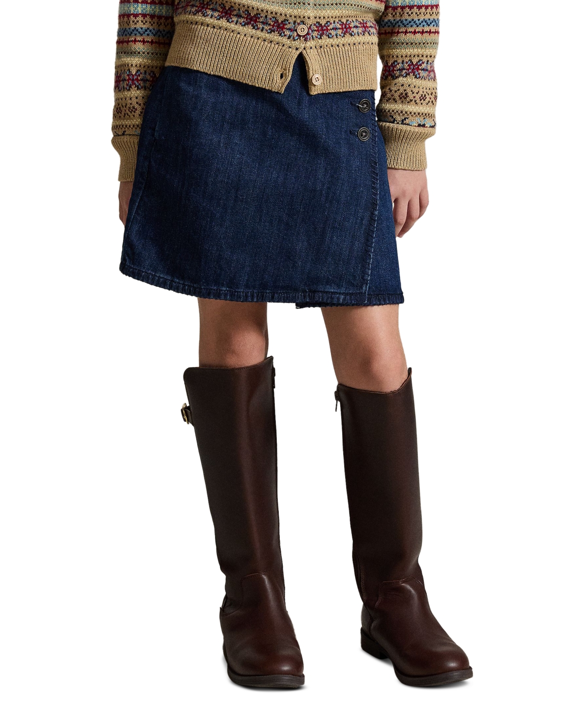 Click here for Polo Ralph Lauren Girls 7-16 Denim Wrap Skirt - Ad... prices