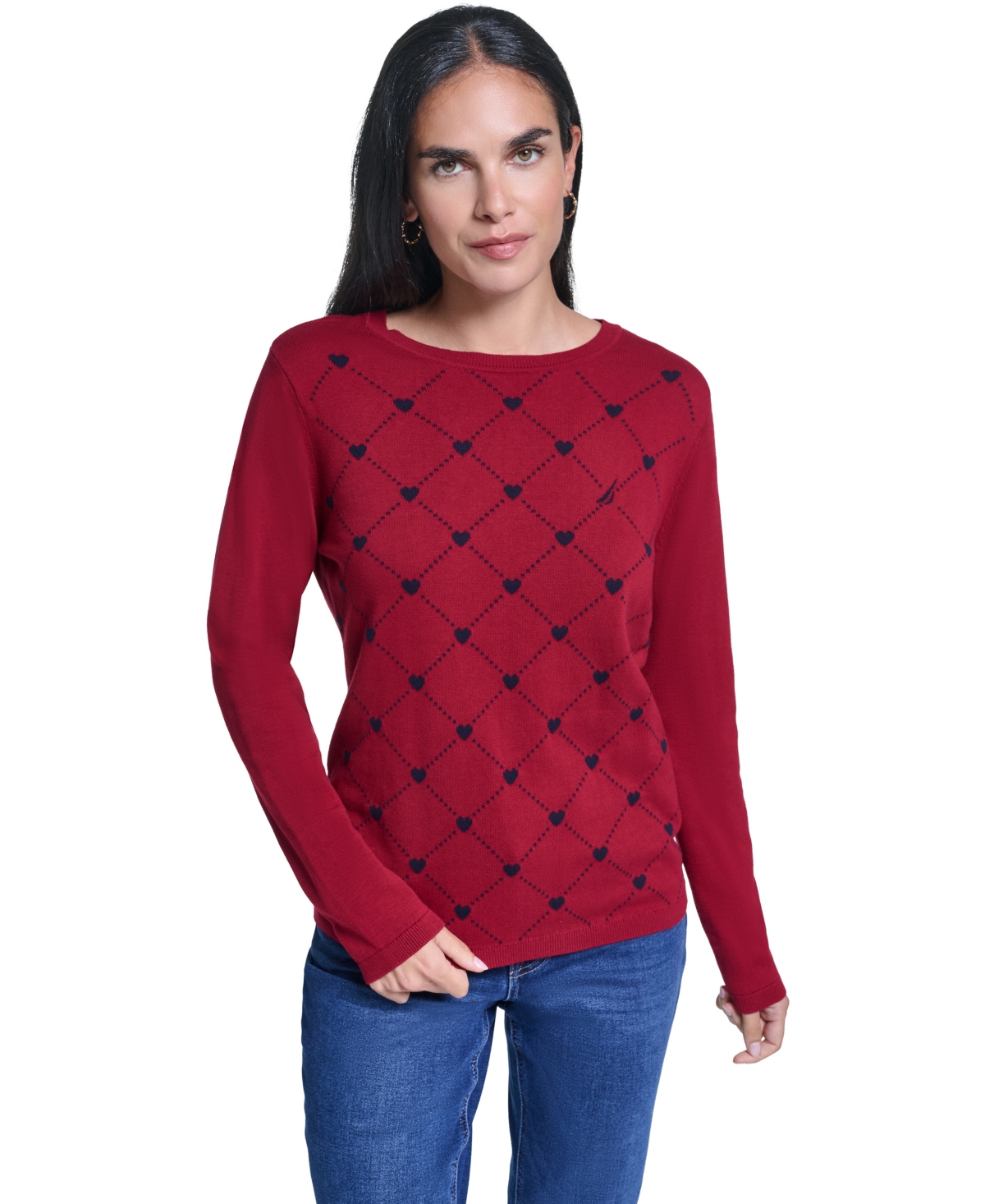 Click here for Nautica Womens Argyl Hearts Crewneck Long-Sleeve C... prices