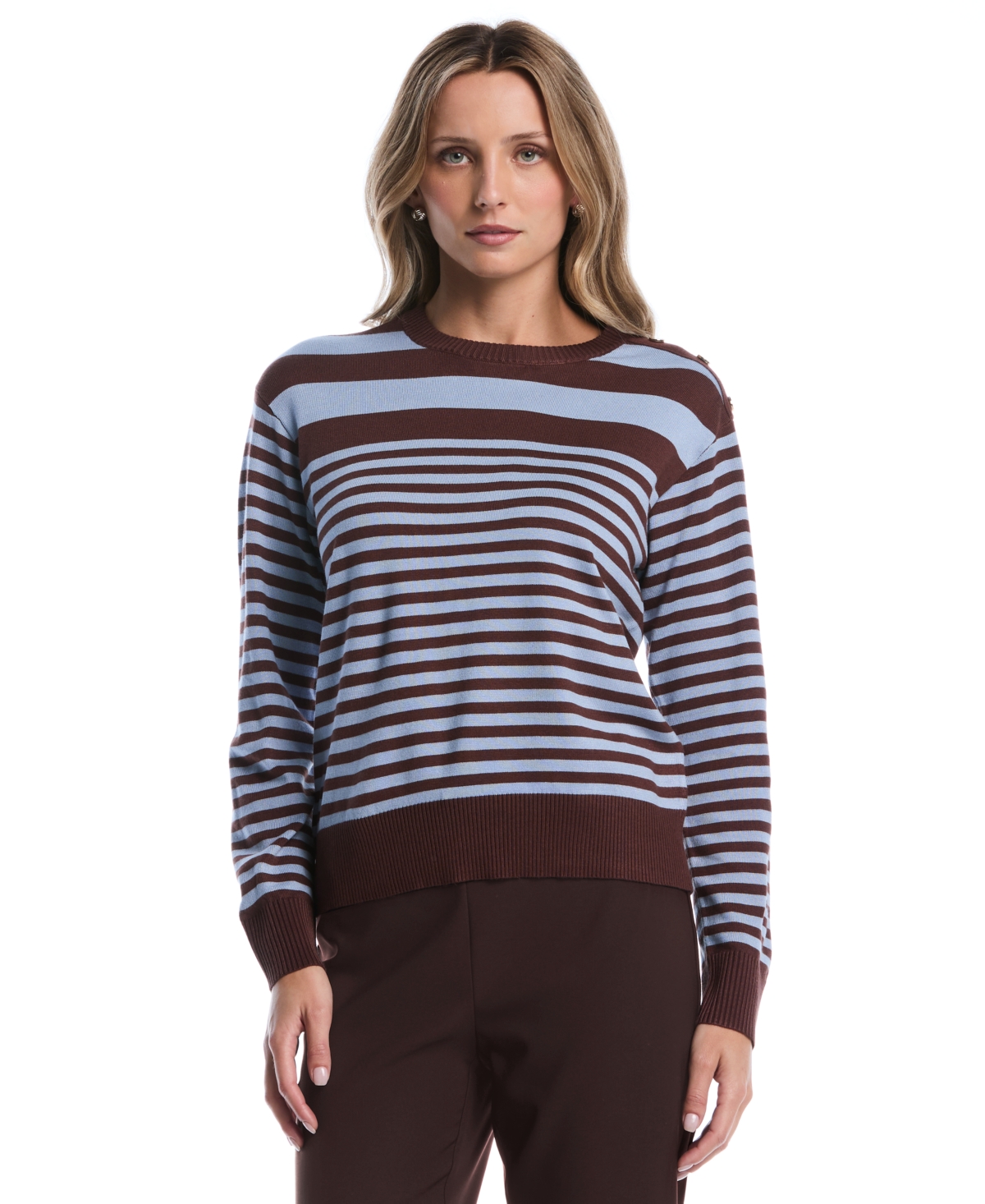 Click here for Rafaella Petites Striped Crewneck Long-Sleeve Swea... prices