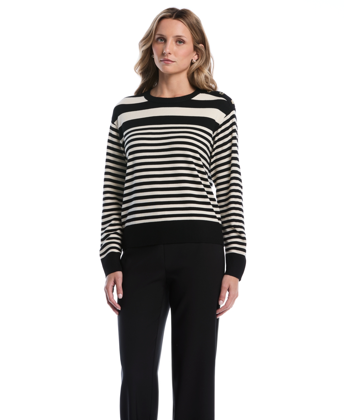 Click here for Rafaella Petites Striped Crewneck Long-Sleeve Swea... prices