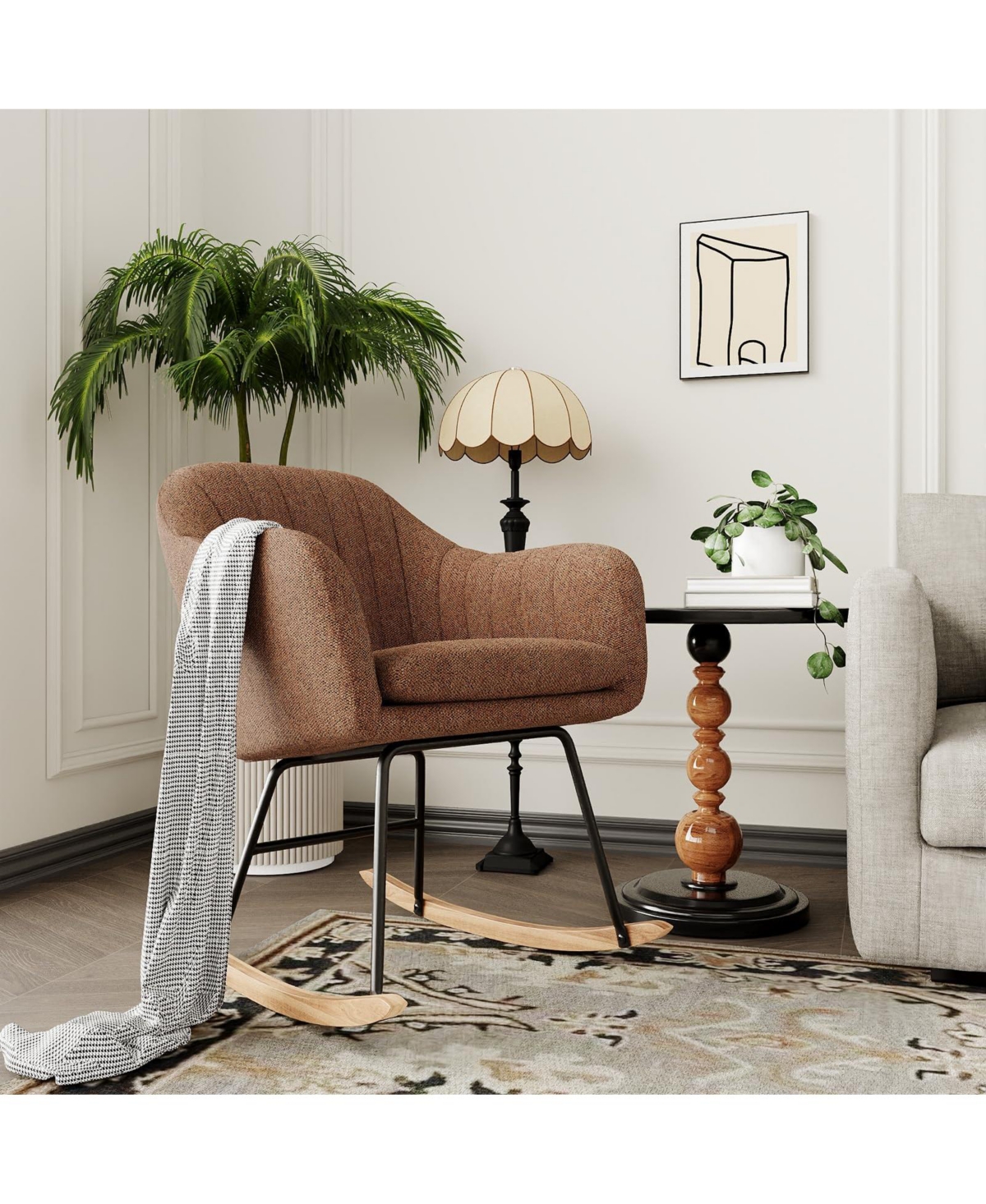 Click here for homfan Comfortable Chenille Upholstered Rocking Ch... prices
