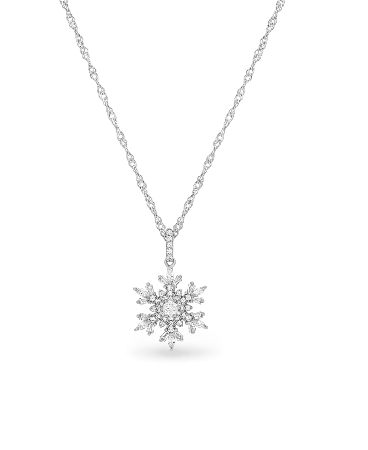 Click here for Macys Fine Silver-Plated Cubic Zirconia Snowflake... prices
