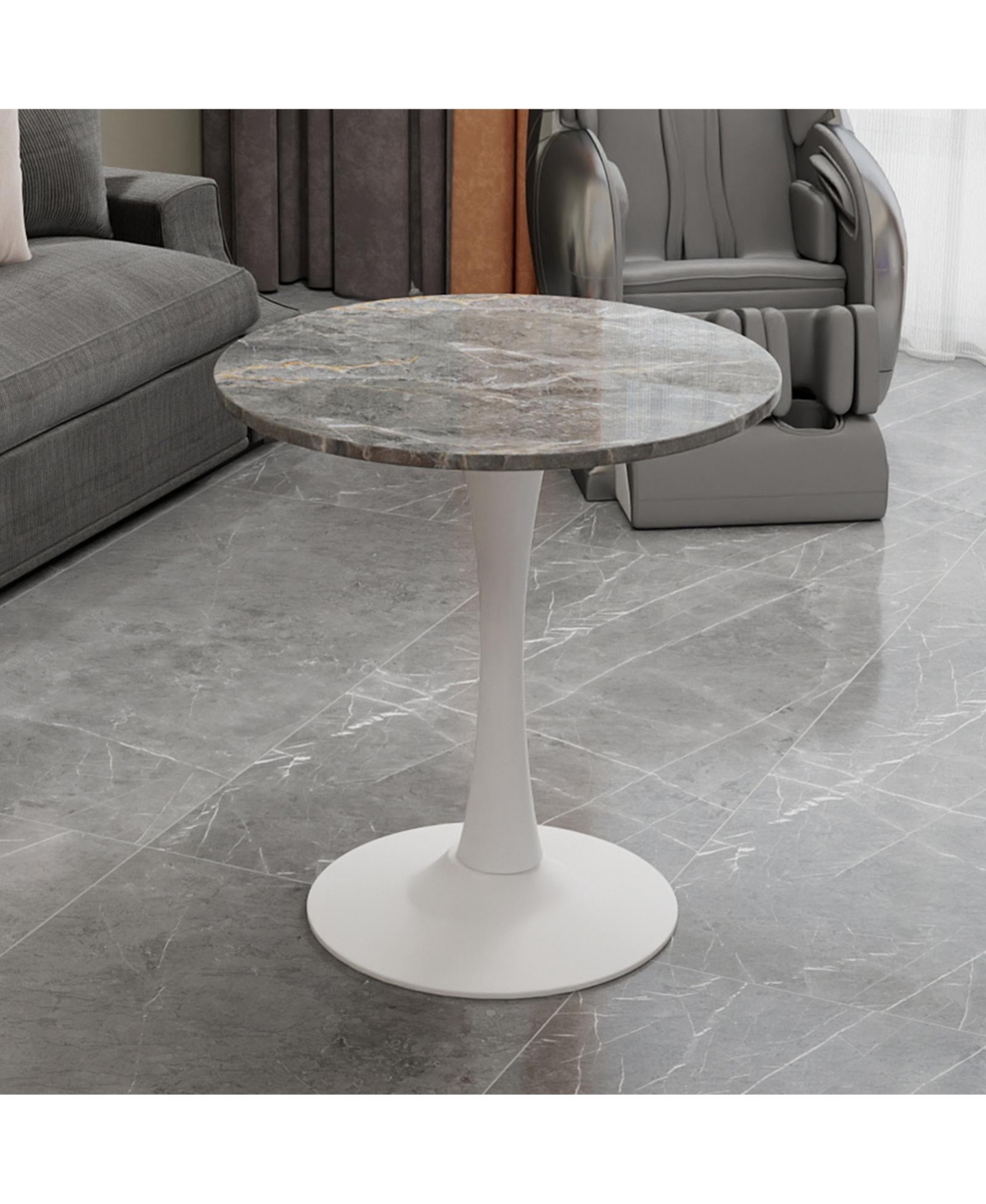Click here for Flynama 27.6 Round Marble Vein Coffee Table - Grey... prices