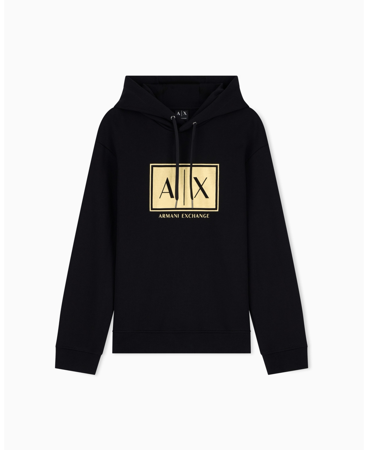 Click here for A|X Armani Exchange Mens Black And Gold Box Hoodie... prices