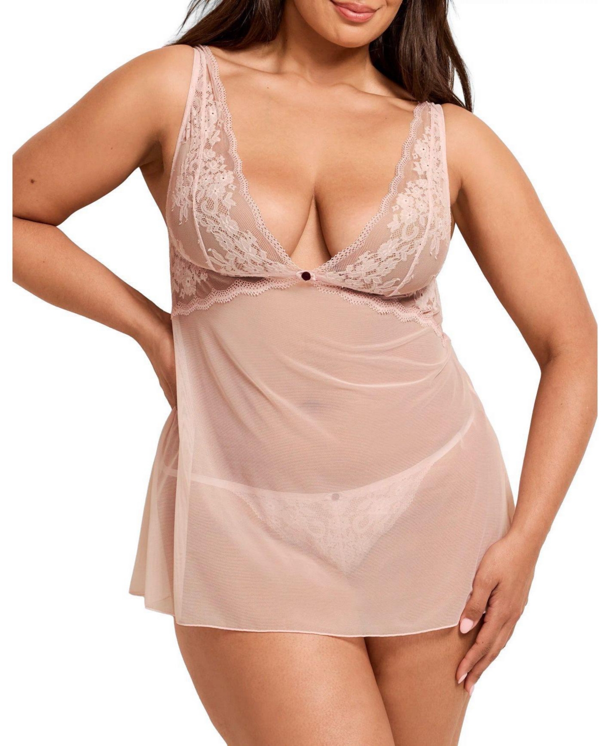 Click here for Adore Me Plus Size Nedda Babydoll Lingerie - Light... prices