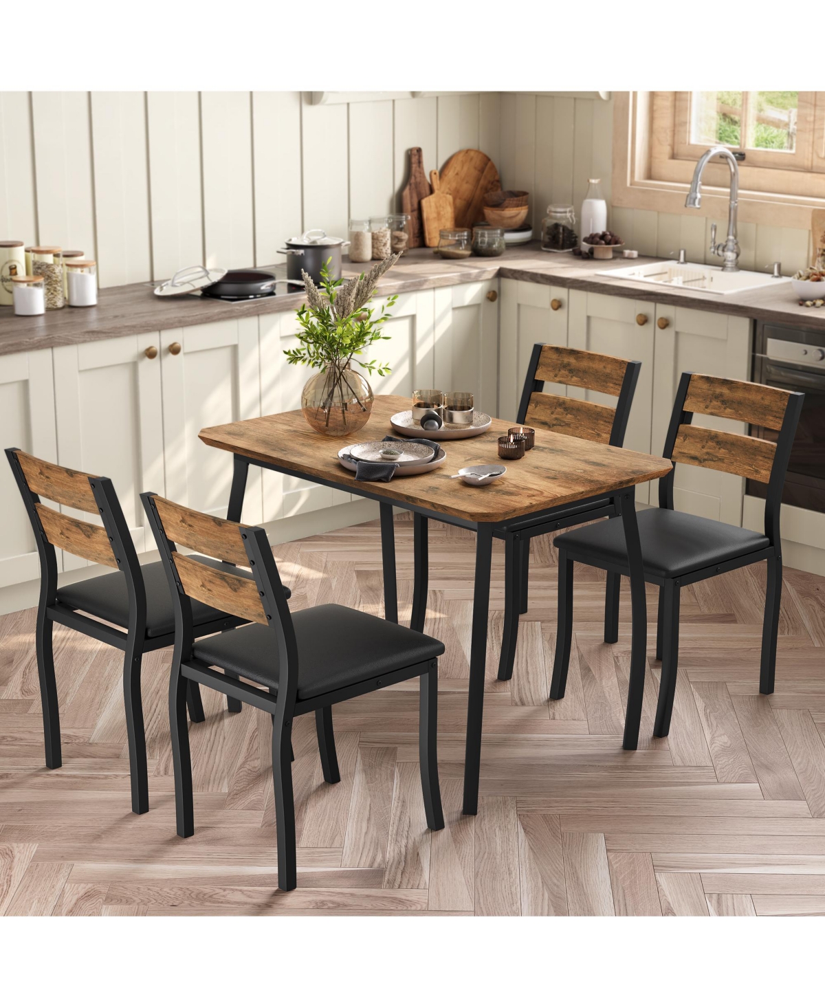 Click here for 5-Piece Dining Table Set for 4  Space Saving Kitch... prices