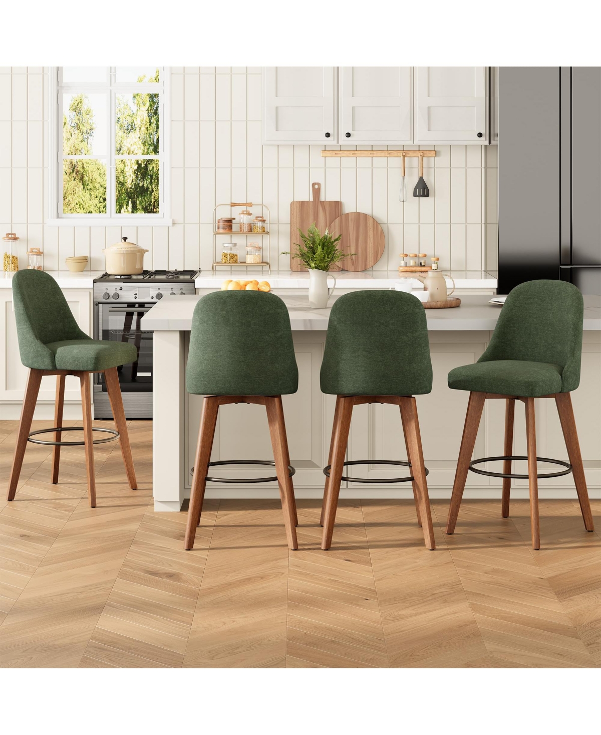 Click here for Counter Height Bar Stools Set of 4  Linen Fabric U... prices