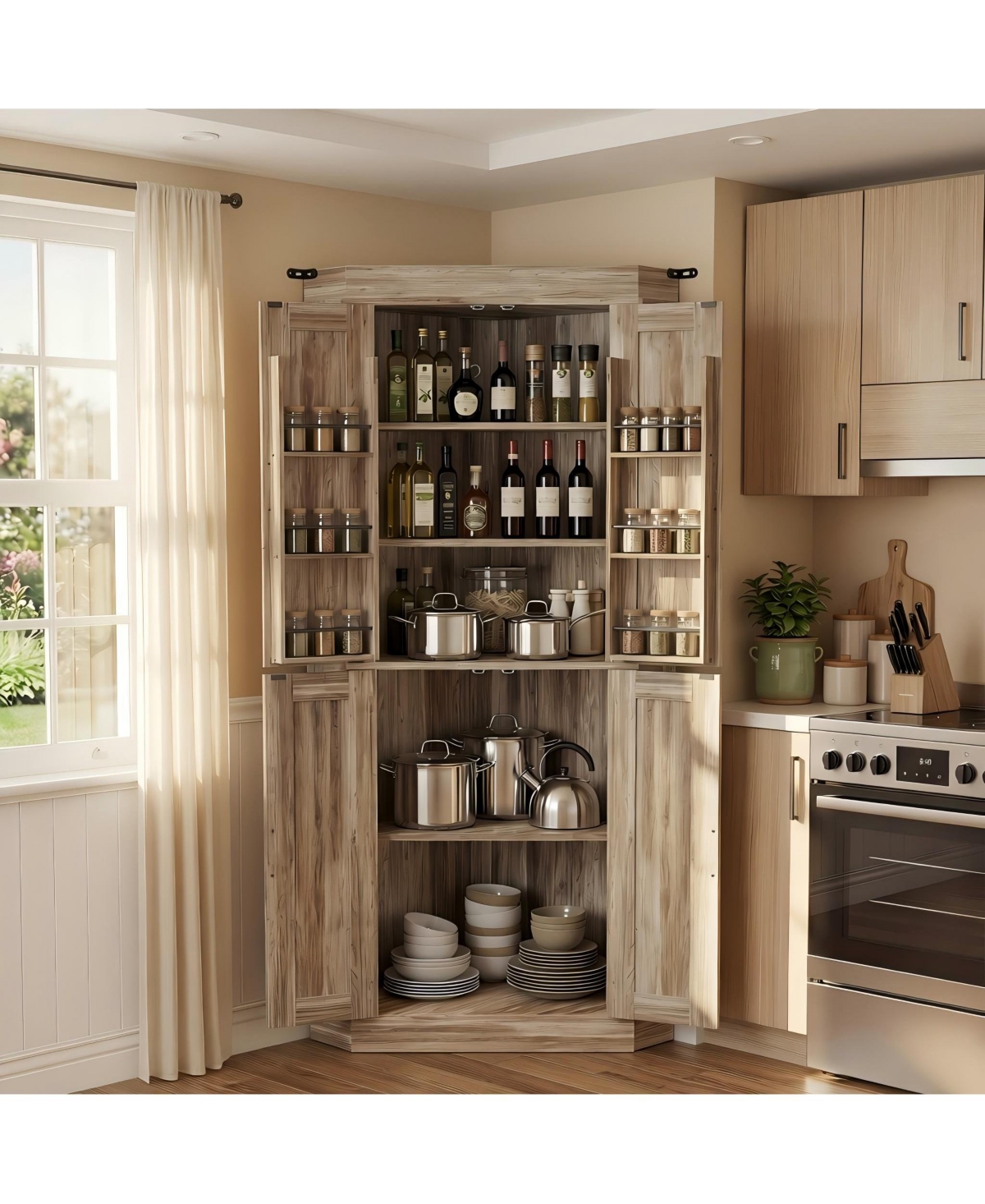 Click here for 24 x 24 x 71 in Corner Kitchen Cabinet with 5 Shel... prices