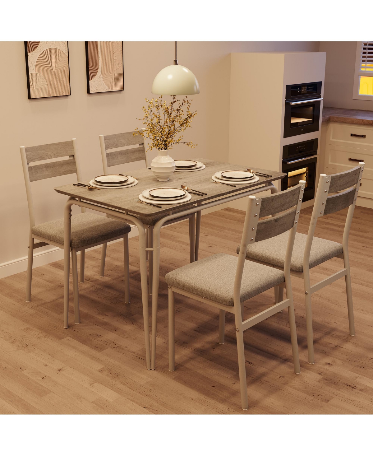 Click here for Modern 5-Piece Dining Set for 4 - Black Table + 4... prices