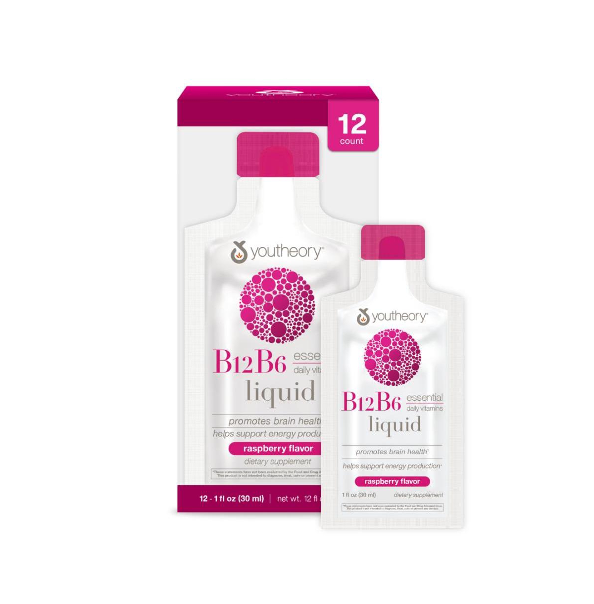 Click here for Youtheory B12 B6 Liquid On The Go Raspberry 12 Pac... prices