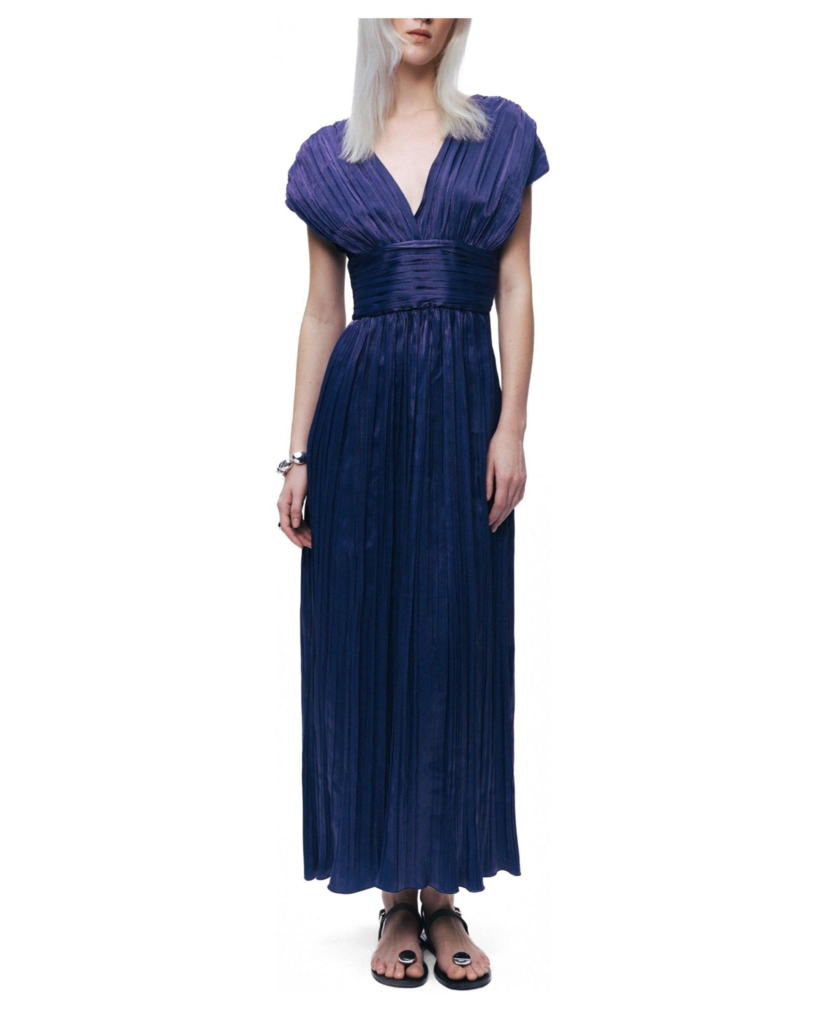 Click here for Nocturne Womens V-Neck Midi Dress - Navy prices