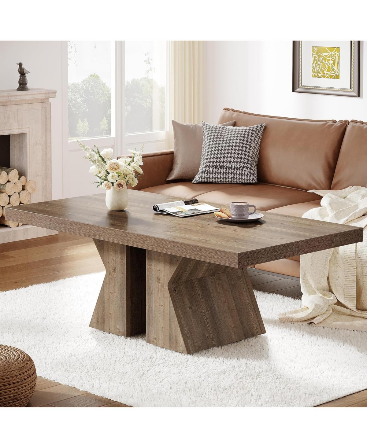 Click here for Tribesigns 47 Rectangular Coffee Table with Wooden... prices