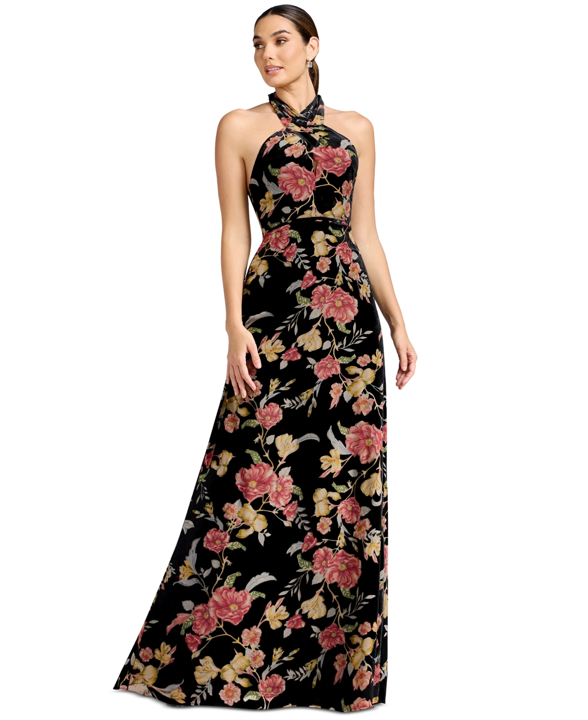 Click here for Dress the Population Womens Halter Column Floral D... prices