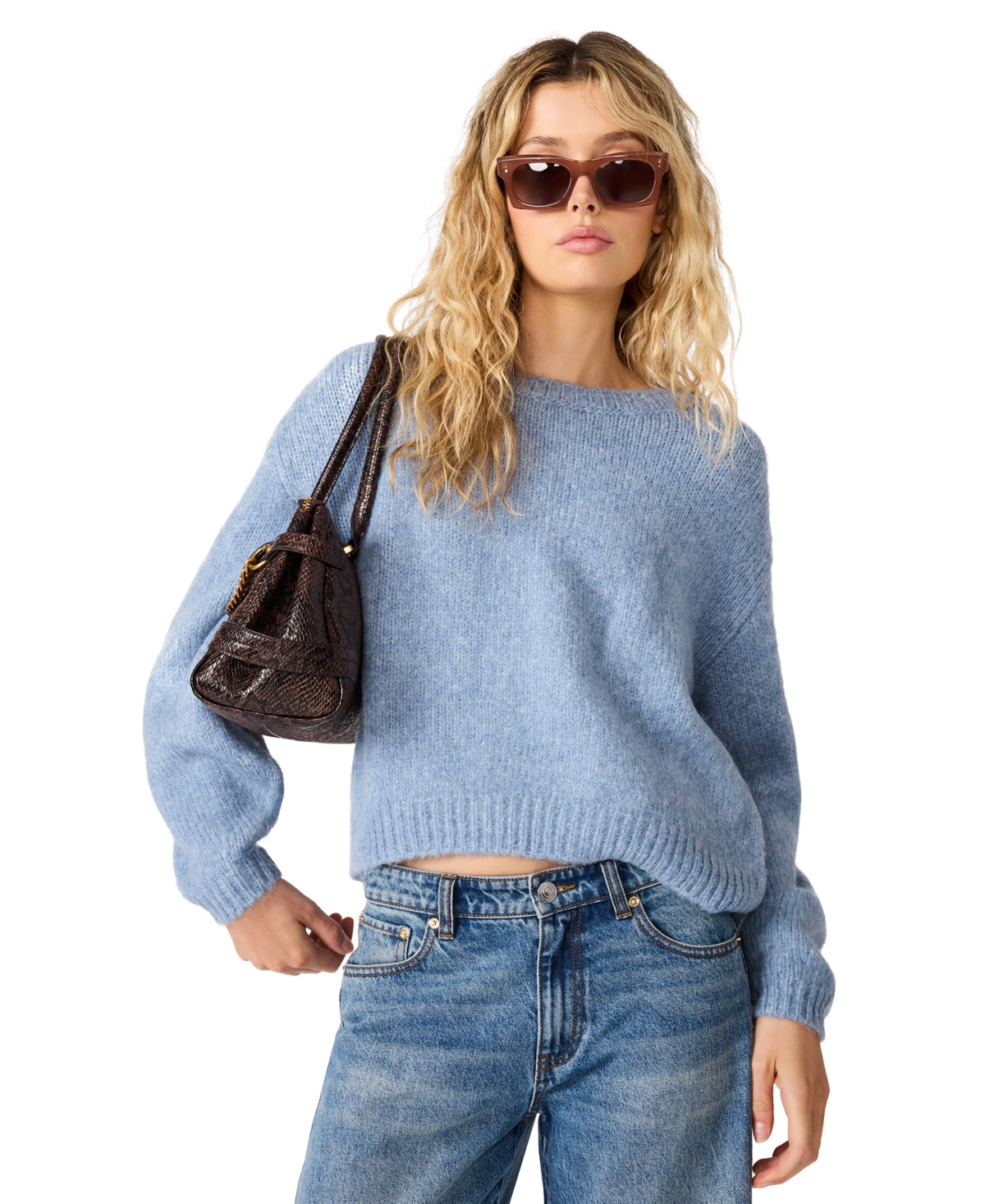 Click here for Steve Madden Womens Carmen Crewneck Fuzzy-Knit Swe... prices