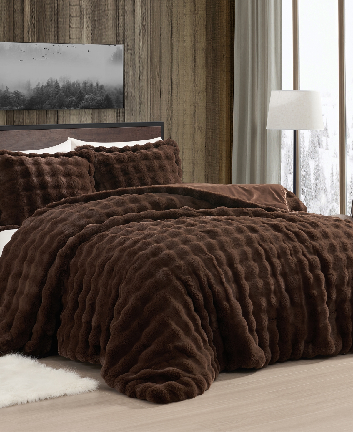 Click here for Alpine Cabin Bubble Faux Fur 3-Piece Comforter Set... prices