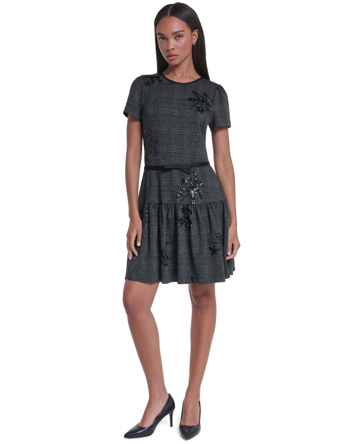 Click here for Karl Lagerfeld Paris Womens Floral Sequin A-Line D... prices
