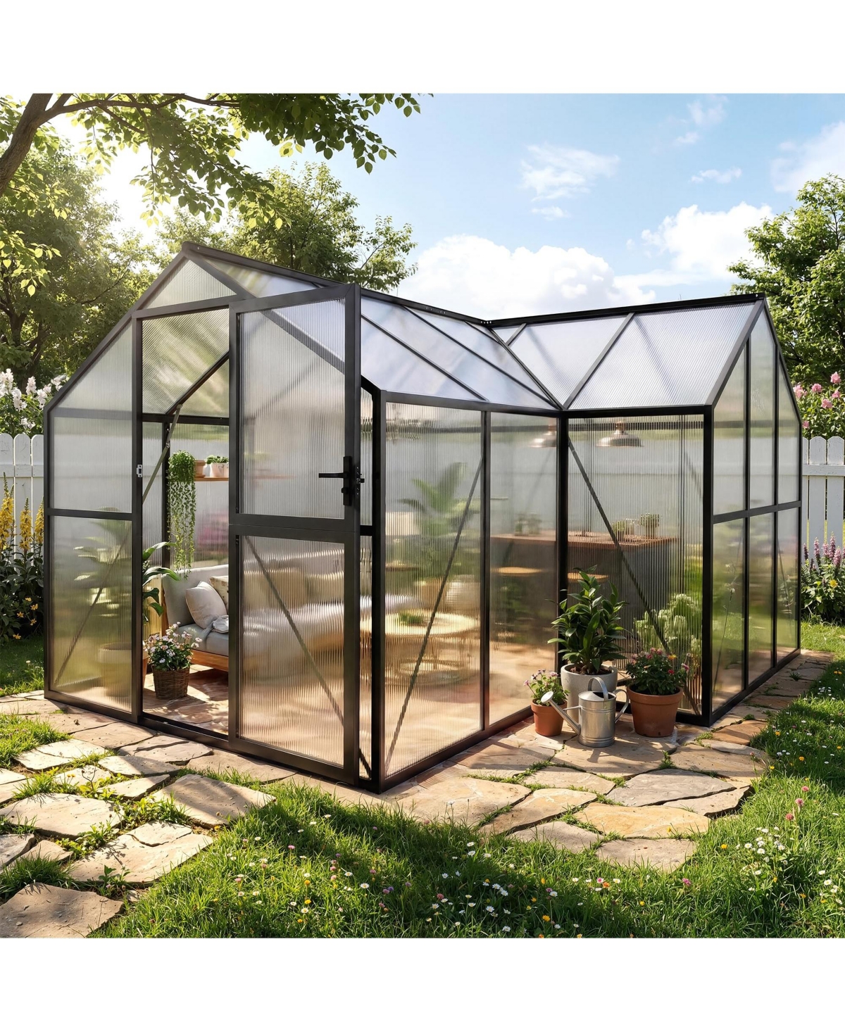 Click here for 12 x 12 ft Aluminum Frame Polycarbonate Greenhouse... prices