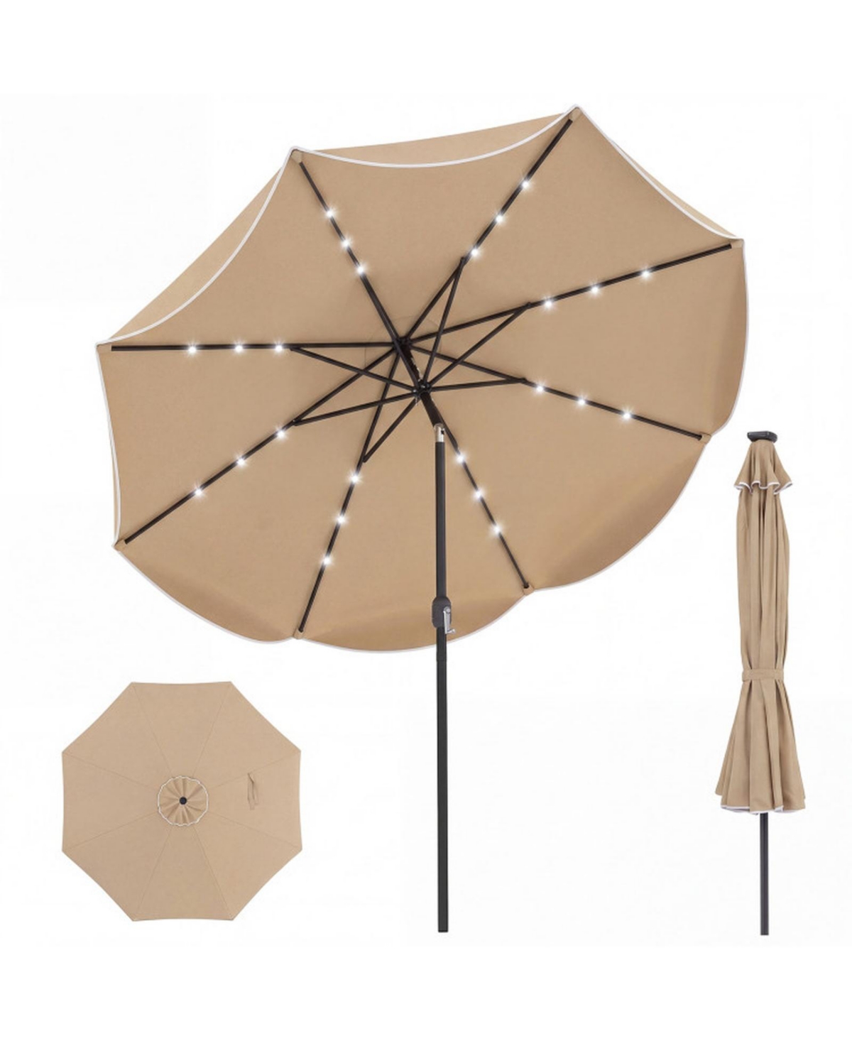 Click here for Gouun 10 feet Scalloped Solar Patio Umbrella with... prices