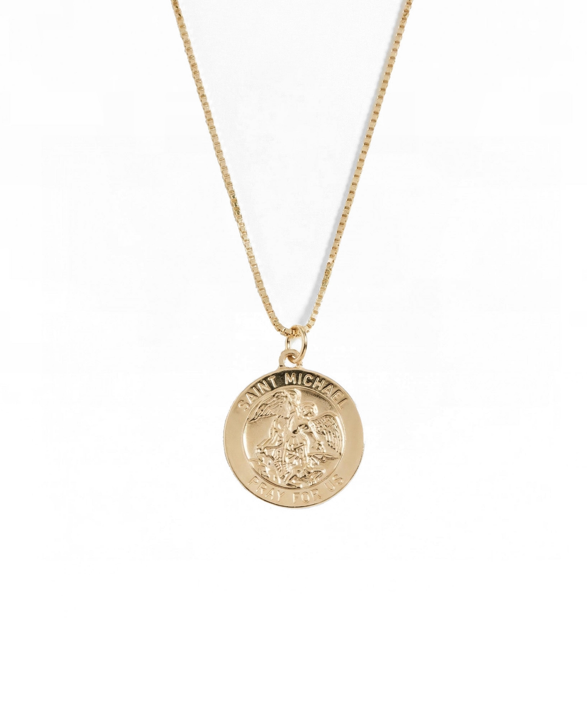 Click here for The M Jewelers Saint Michael Medal Necklace - Gold prices