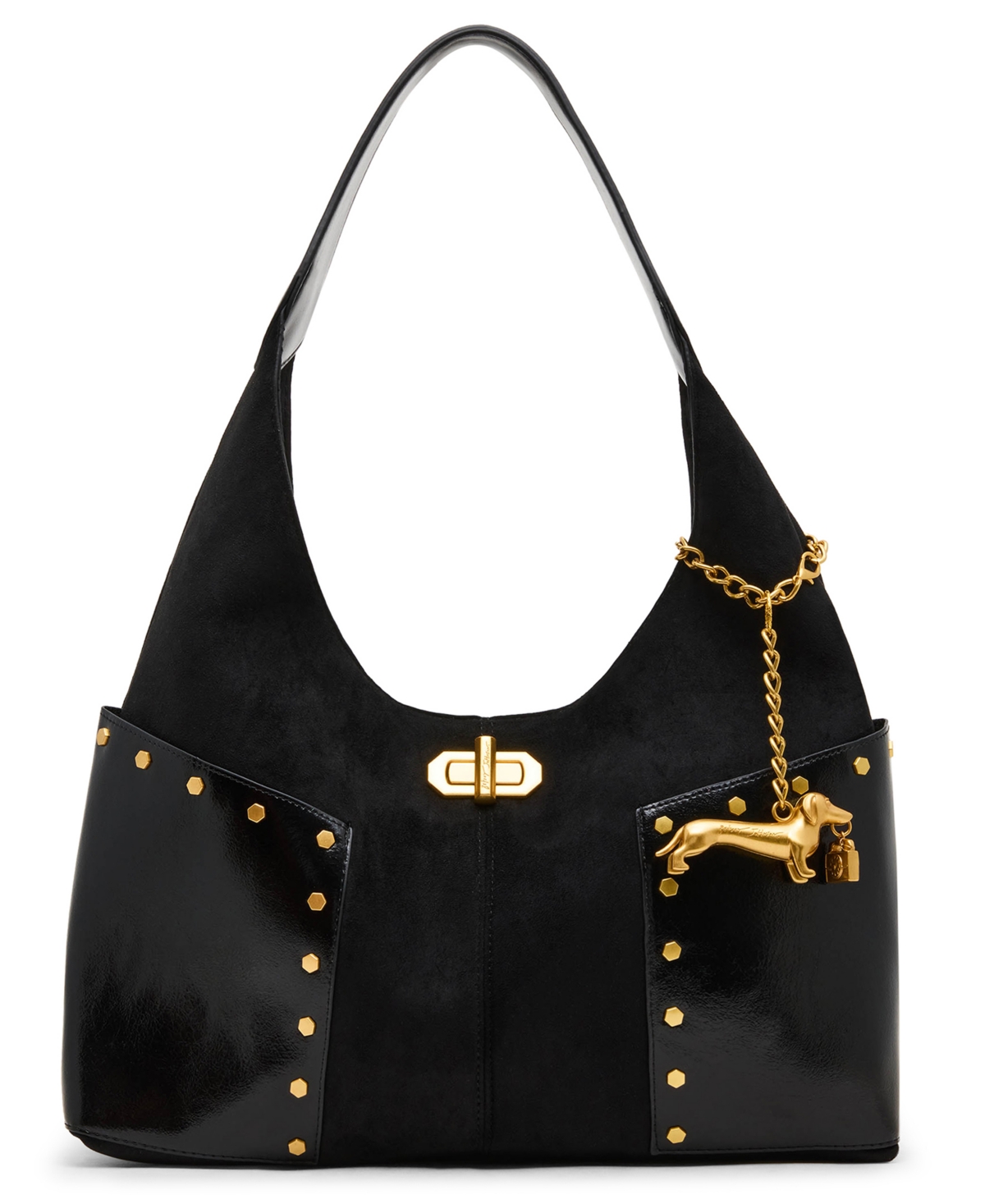 Click here for Betsey Johnson Side Pocket Large Hobo Handbag - Bl... prices