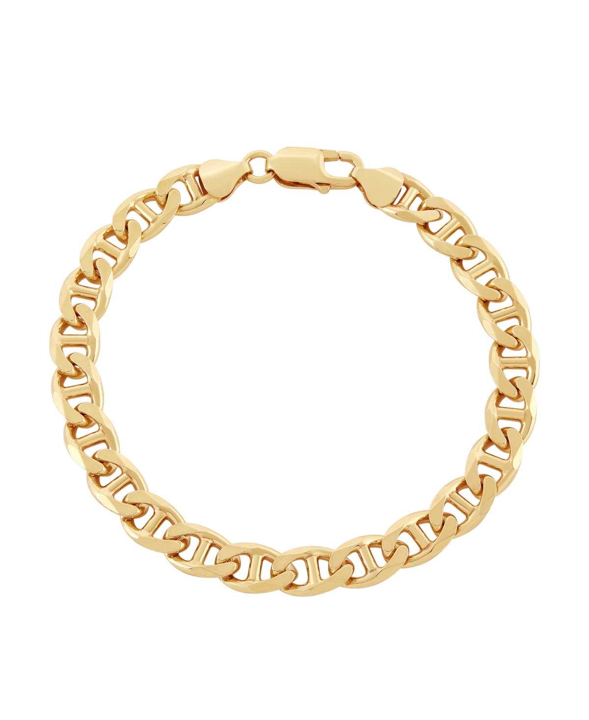 Click here for Italian Silver Solid Mariner Chain Bracelet in 18k... prices